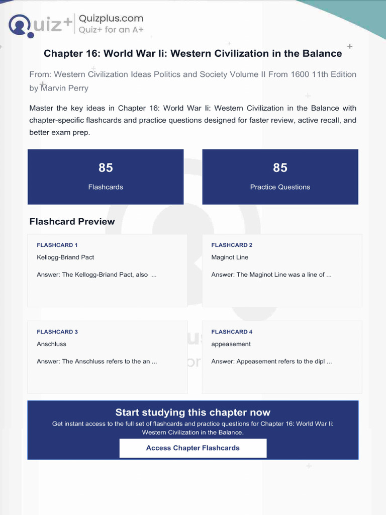 Flashcards for Chapter 16 World War II Western Civilization in the ...
