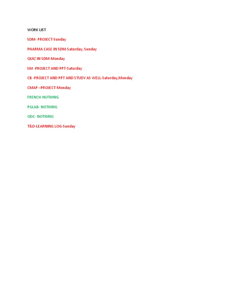 Work List | PDF