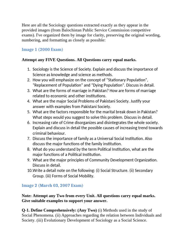 All Sociological Questions | PDF | Sociology | Social Sciences