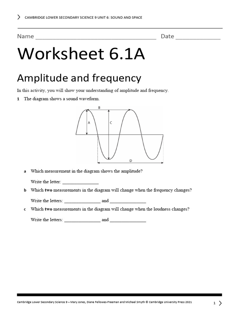 Chapter6 Cambridge Worksheets | PDF | Sound | Amplitude