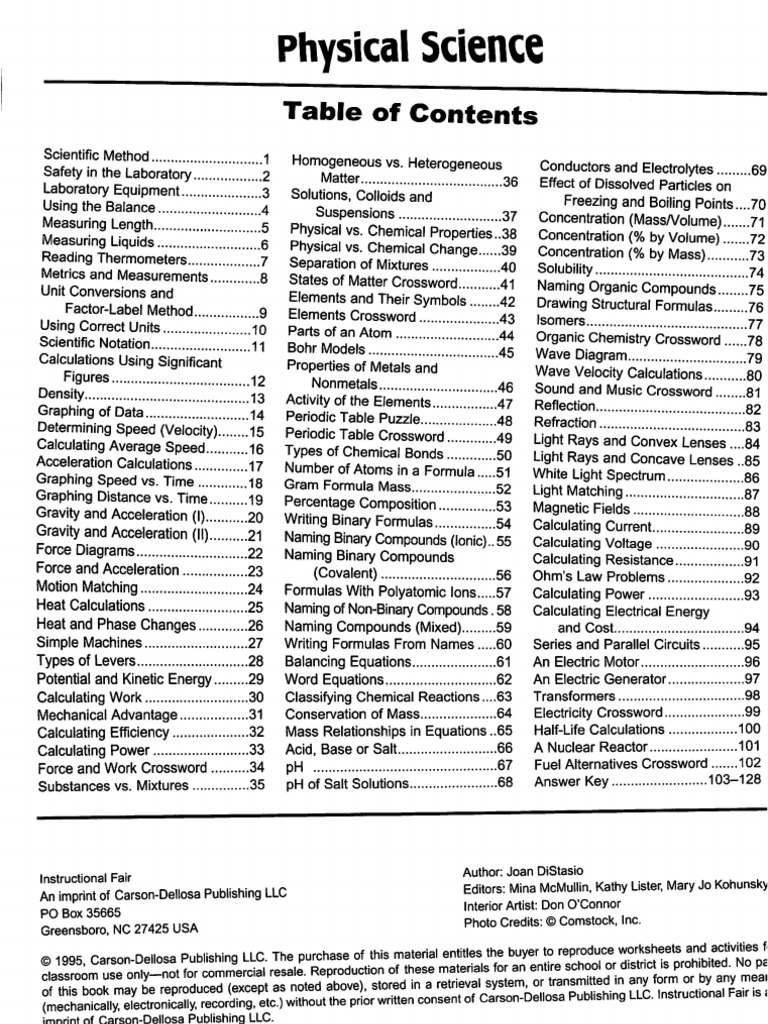Physical Science Workbook | PDF