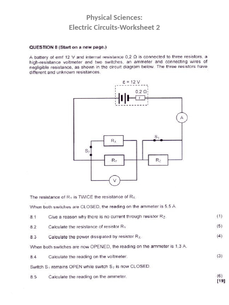 Worksheet 2-Electric Circuits | PDF