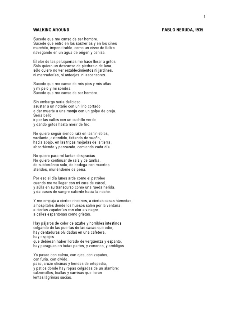 Análisis del poema "Walking Around" | PDF | Poesía | Idiomas