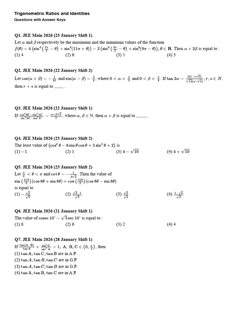 Trigonometric Ratios and Identities | PDF | Trigonometric Functions ...