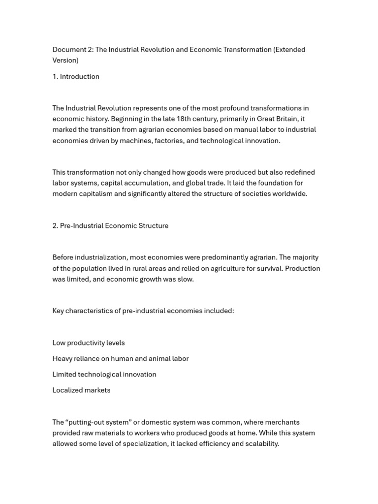 The Industrial Revolution and Economic Transformation | PDF ...