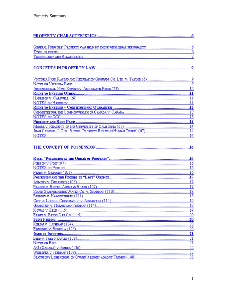 Property Law Summary 1 | PDF | Fee Simple | Ownership
