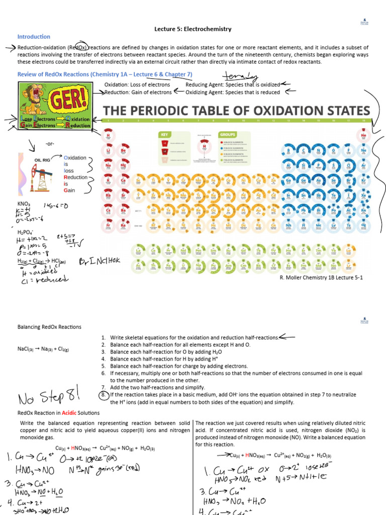 Lecture 5 - Electrochemistry | PDF | Redox | Anode