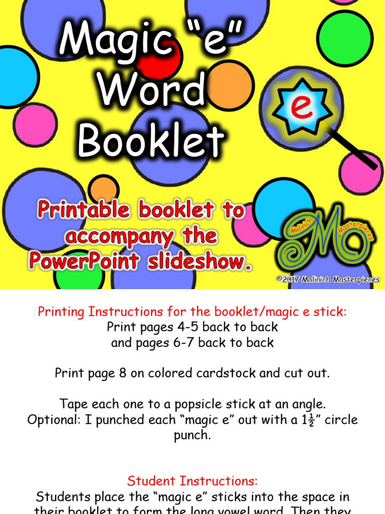 Magic e Word Printable Booklet | PDF