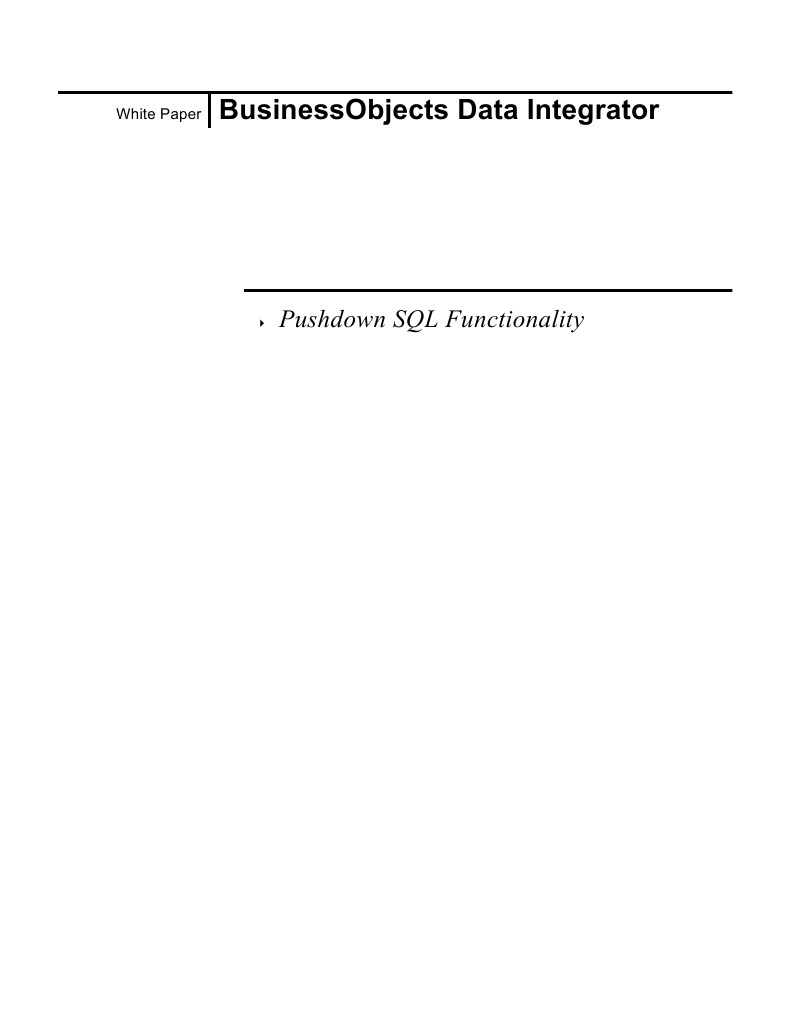 Optimizing Data Integrator Performance Through Maximizing Pushdown SQL Functionality | PDF | Sql ...