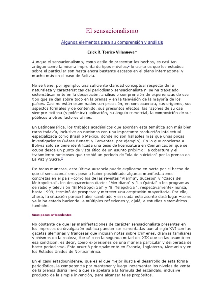 El Sensacionalismo | PDF | Periodismo | Medios de comunicación)