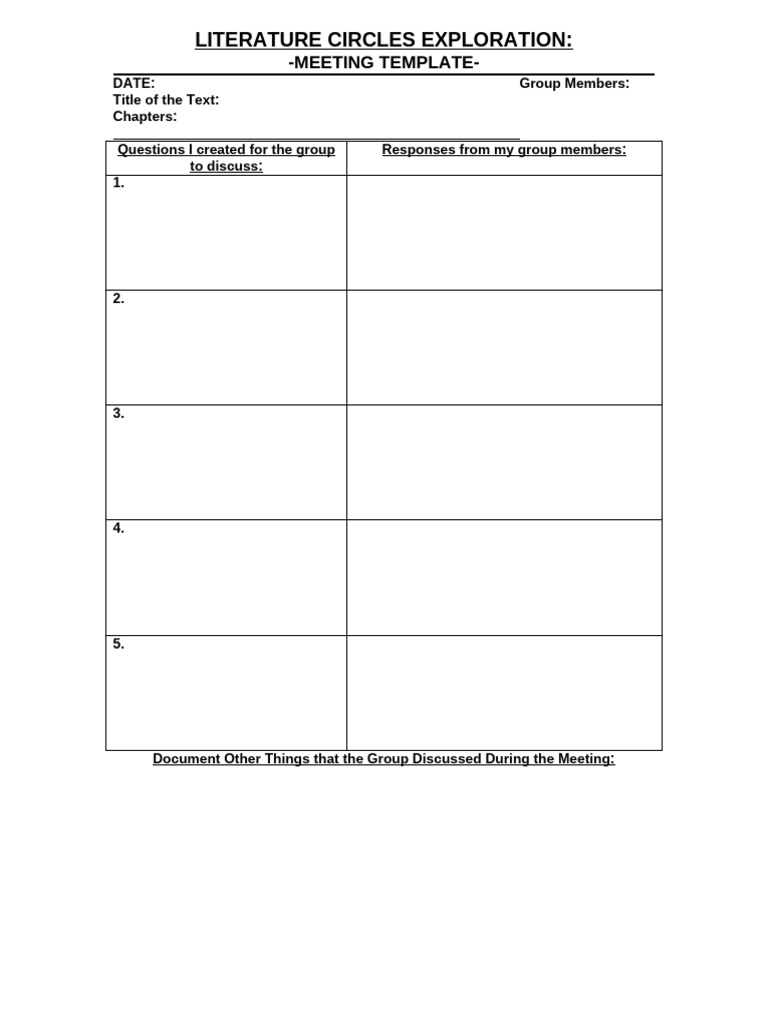 5. Lit. Circles Meeting Template Document | PDF