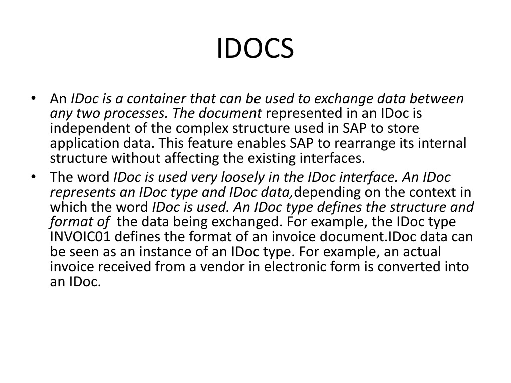 Idocs: Any Two Processes. The Document Represented in An Idoc Is | PDF ...