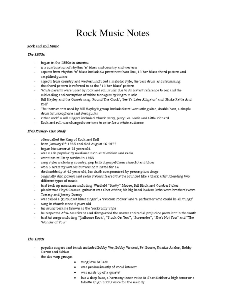 Rock Music Notes | PDF | Drum Kit | Rock And Roll