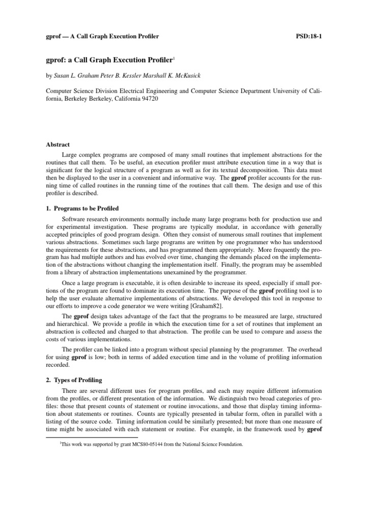 Developer's Guide to gprof Profiling | PDF | Subroutine | Program Optimization