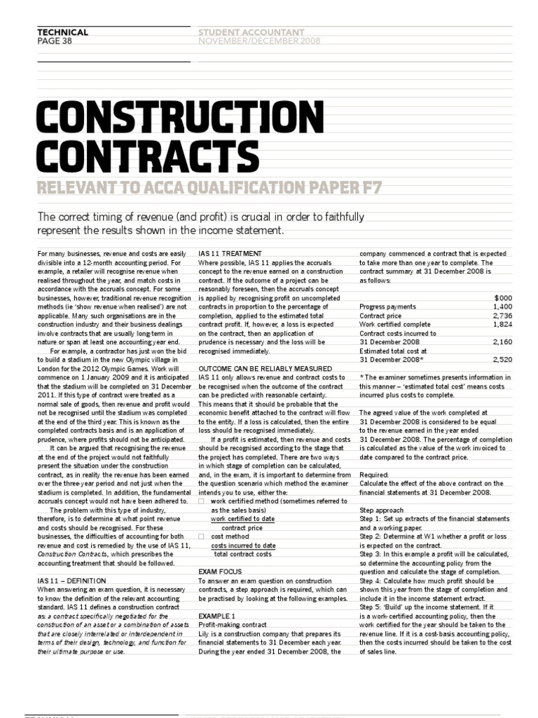 Construction contracts | Income Statement | Revenue