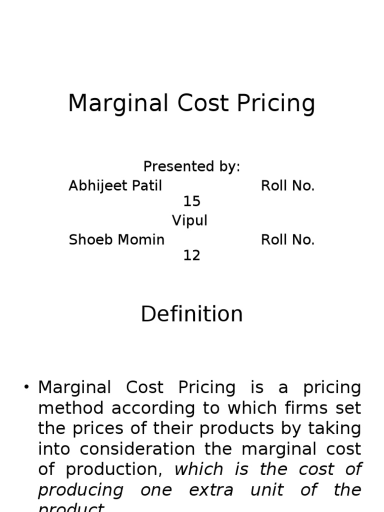 Marginal Cost Pricing | PDF
