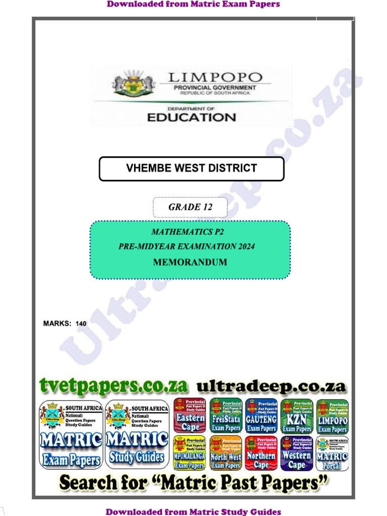 Grade 12 Mathematics June 2024 P2 Memo - UltraDeep.co.Za | PDF