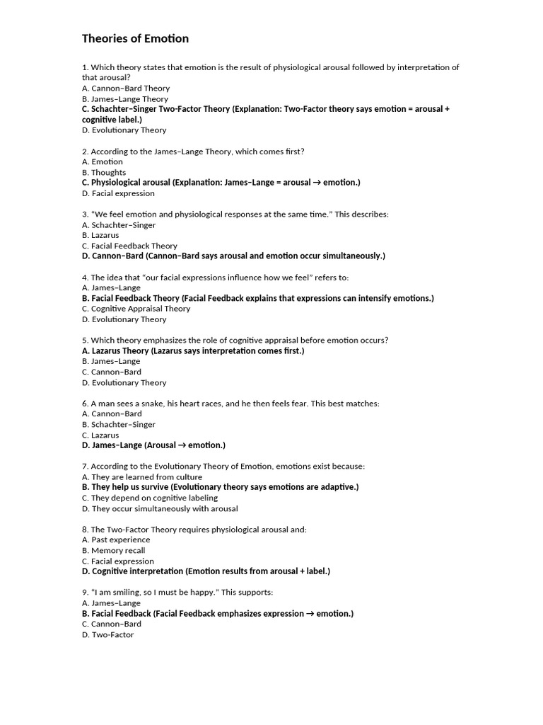 D4_Theories of Emotion | PDF | Emotions | Psychological Concepts