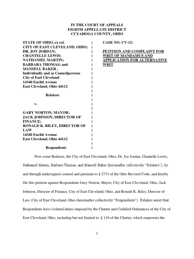 Writ of Mandamus | PDF | Audit Committee | Chief Financial Officer