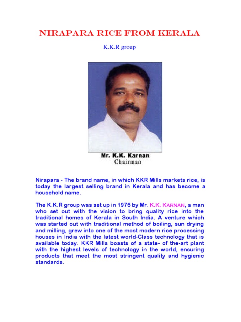 Nirapara Rice From Kerala | PDF