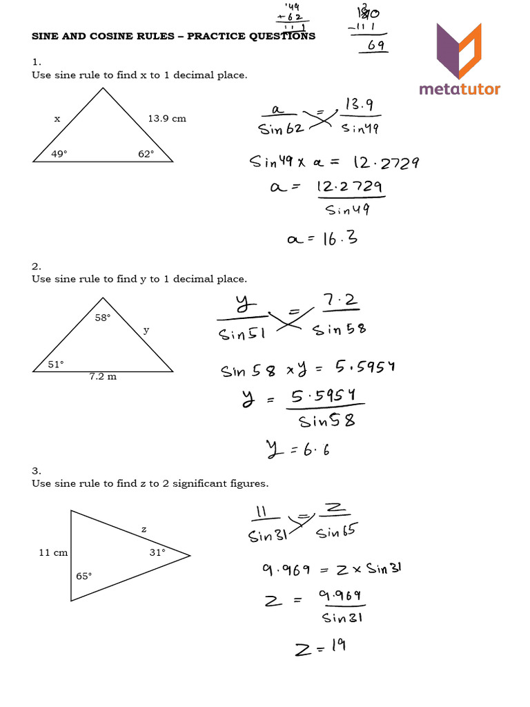Sine and Cosine Rules | PDF | Triangle Geometry | Functions And Mappings