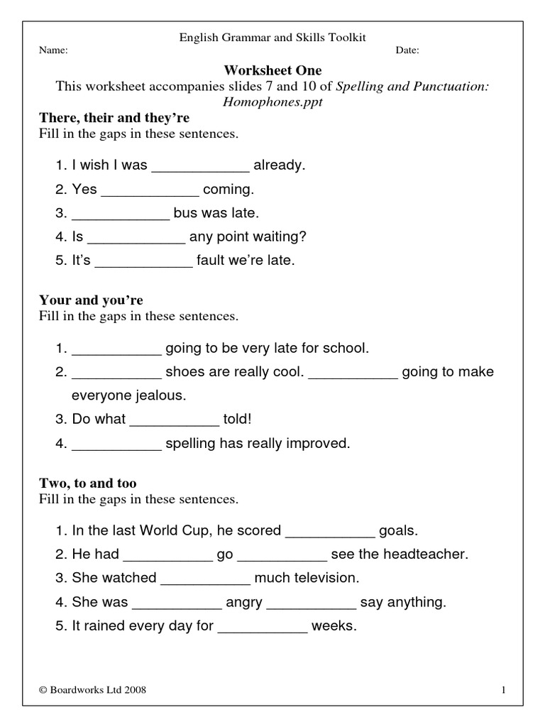 English Toolkit Sample Worksheets | PDF