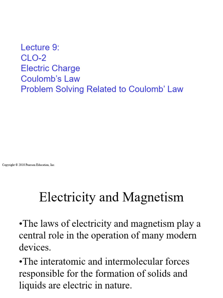 Lecture 8 Electrostatics Coulombs Law | PDF | Electric Charge ...