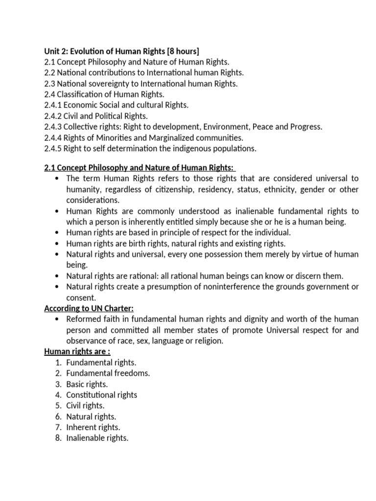 Unit 2 Evolution of Human Rights | PDF | Human Rights | Minority Group