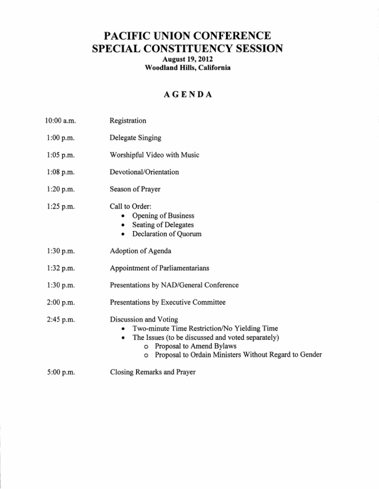 Special Session Agenda | PDF