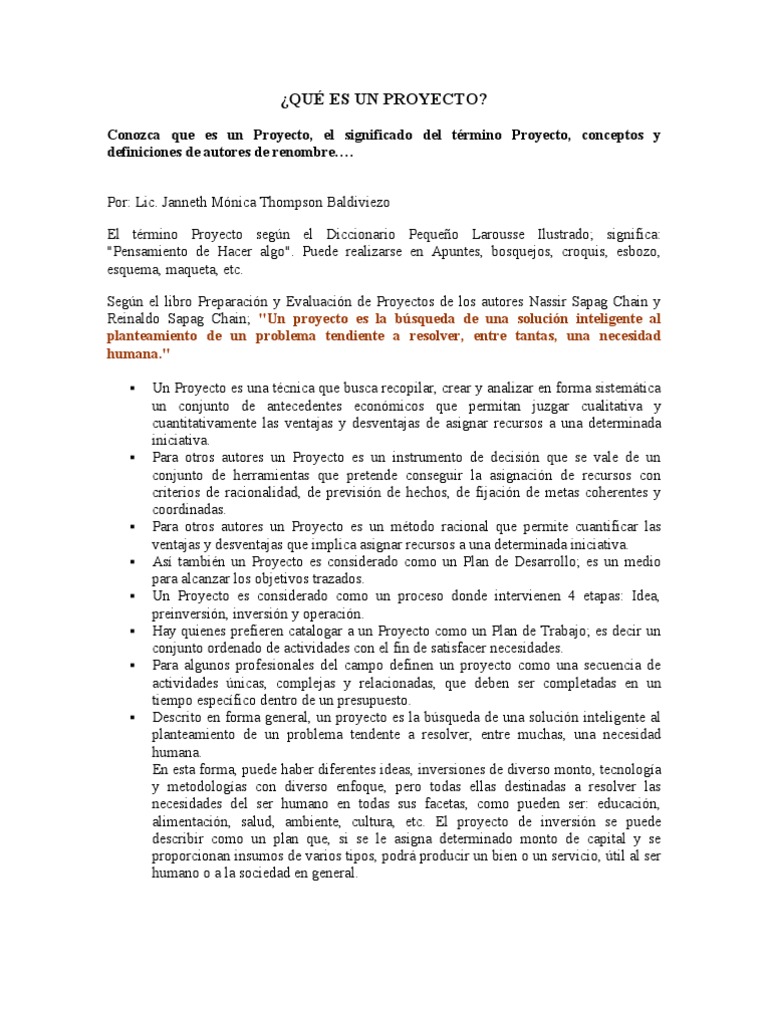 Que Es Un Proyecto | PDF | Sociedad | Evaluación