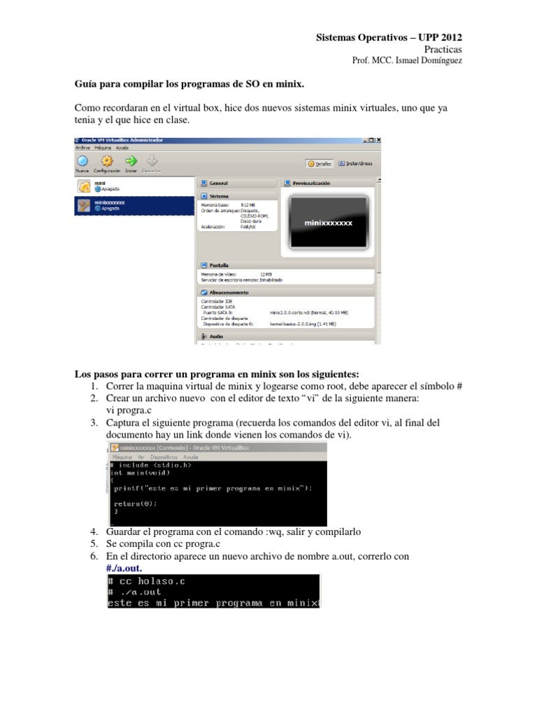 Guía para Compilar Los Programas de SO en Minix | PDF