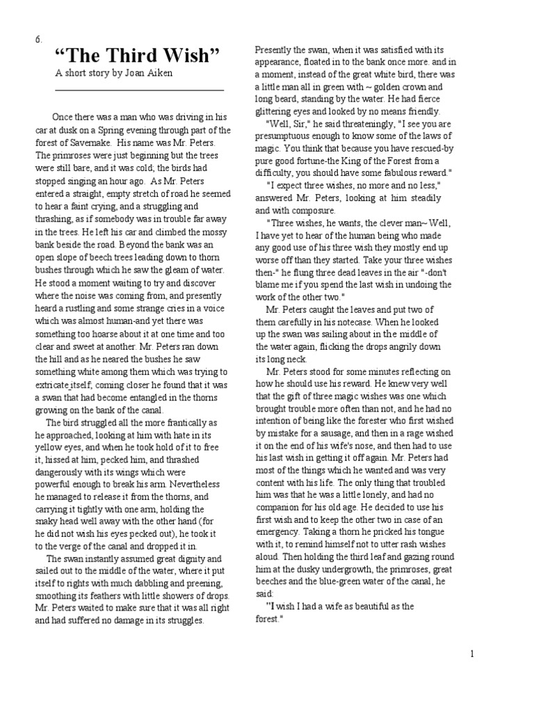 The Third Wish by Joan Aiken | PDF