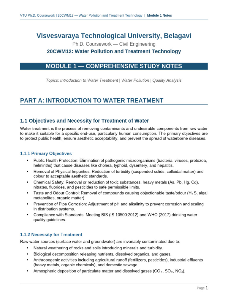Module1_Water_Pollution_Notes | PDF | Water Pollution | Drinking Water