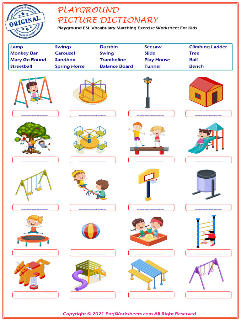 playground-esl-vocabulary-matching-exercise-worksheet-for-kids-7433 ...