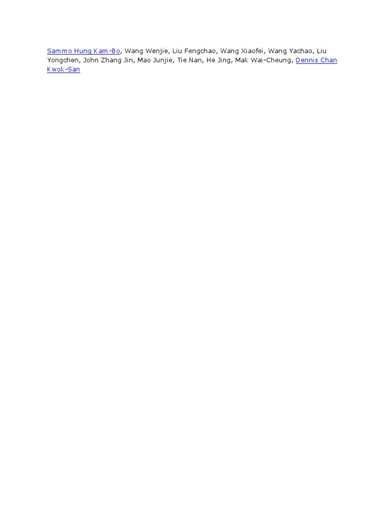 Sammo Hung and Notable Collaborators | PDF