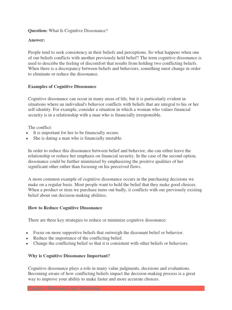 Cognitive Dissonance | PDF | Attitude (Psychology) | Cognition