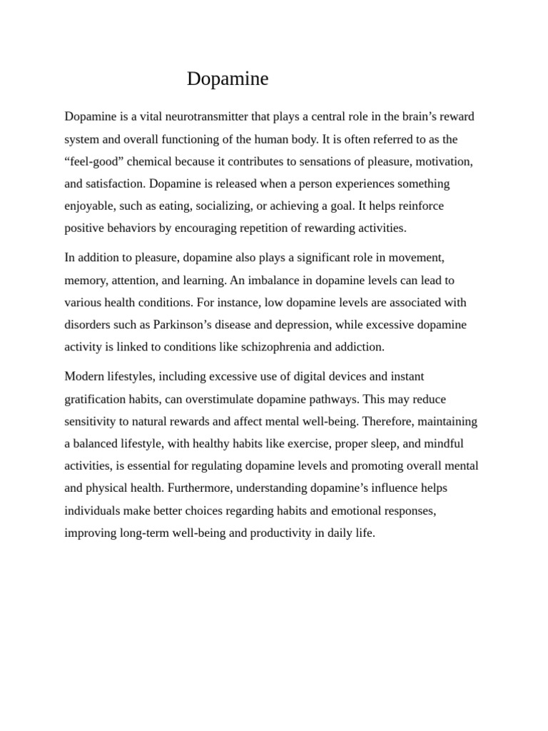Dopamine Assignment | PDF