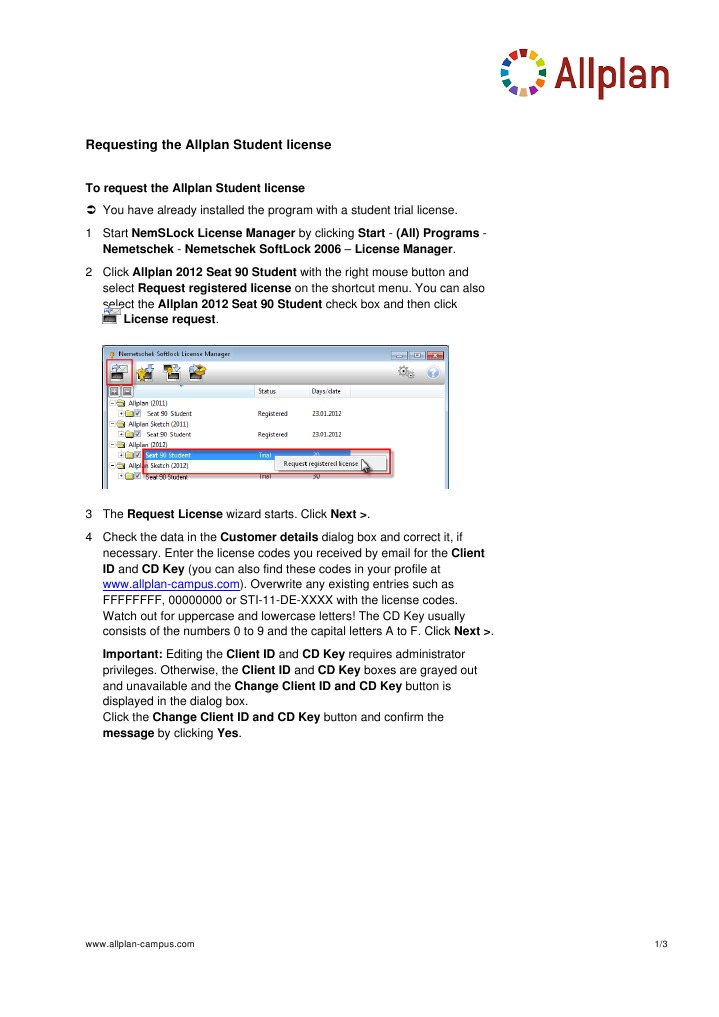 Allplan 2012 en Requesting Student License | PDF | Email | System Software