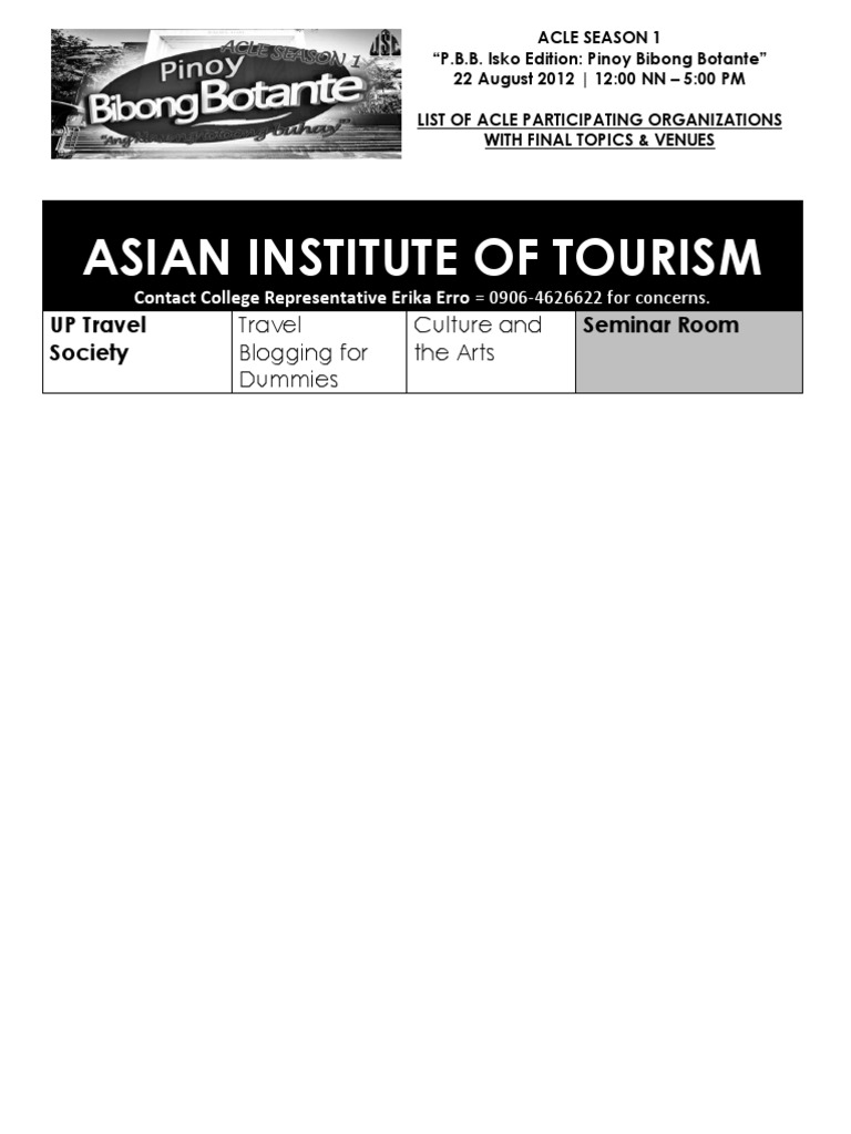 ACLE Season 1 CLASSES and VENUES | PDF | Facebook | Social Science