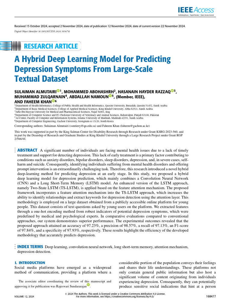 A Hybrid Deep Learning Model for Predicting Depression Symptoms From ...
