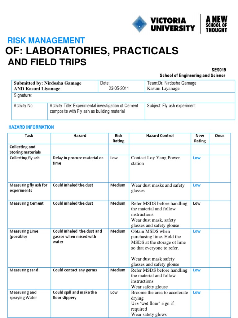 RISK ASSESSMENT Fly Ash Cement Composites | Fly Ash | Personal ...