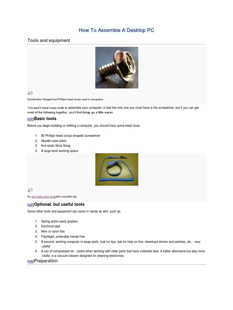 Desktop PC Assembly Guide | PDF | Electrical Connector | Equipment