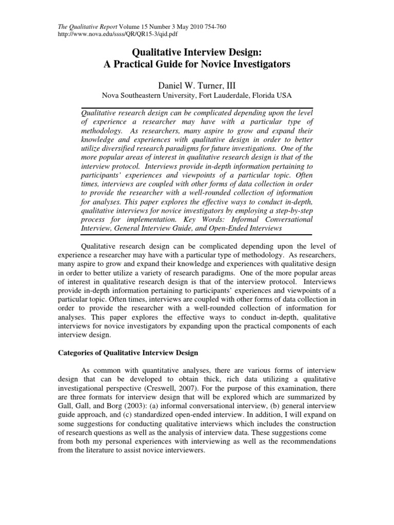 Qualitative Interview Design | Qualitative Research | Interview