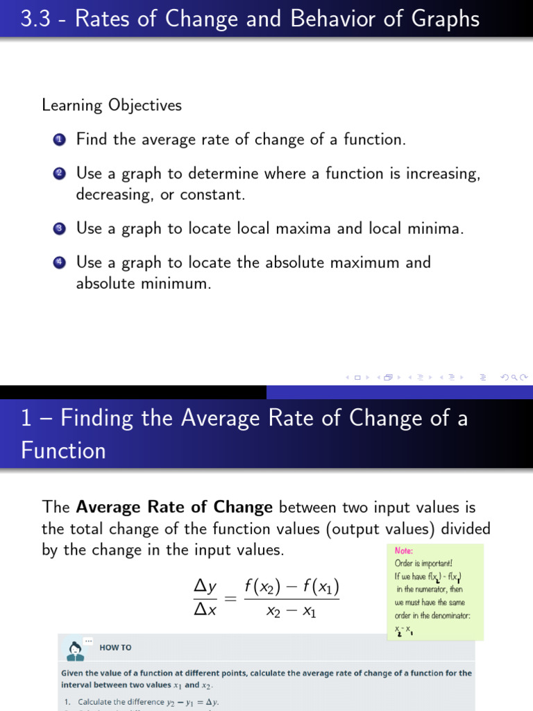 195-3.3 Rate of Change and Bahavior of Graphs_Notes | PDF | Derivative ...