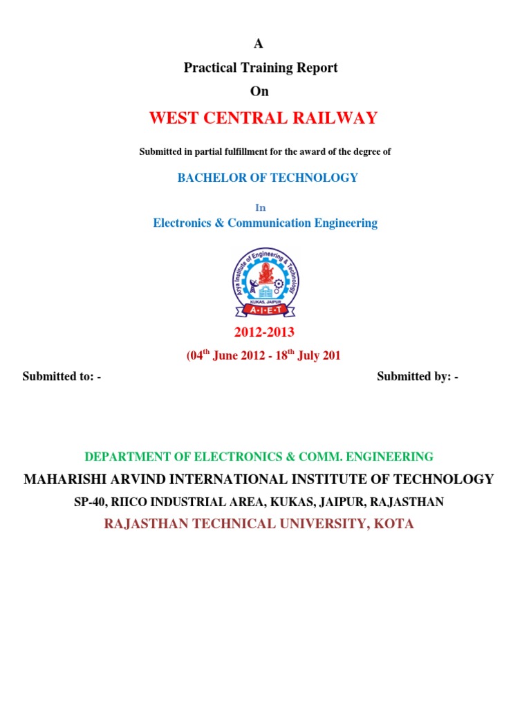 Indian Railway Project Report | PDF | Microwave | Computer Network