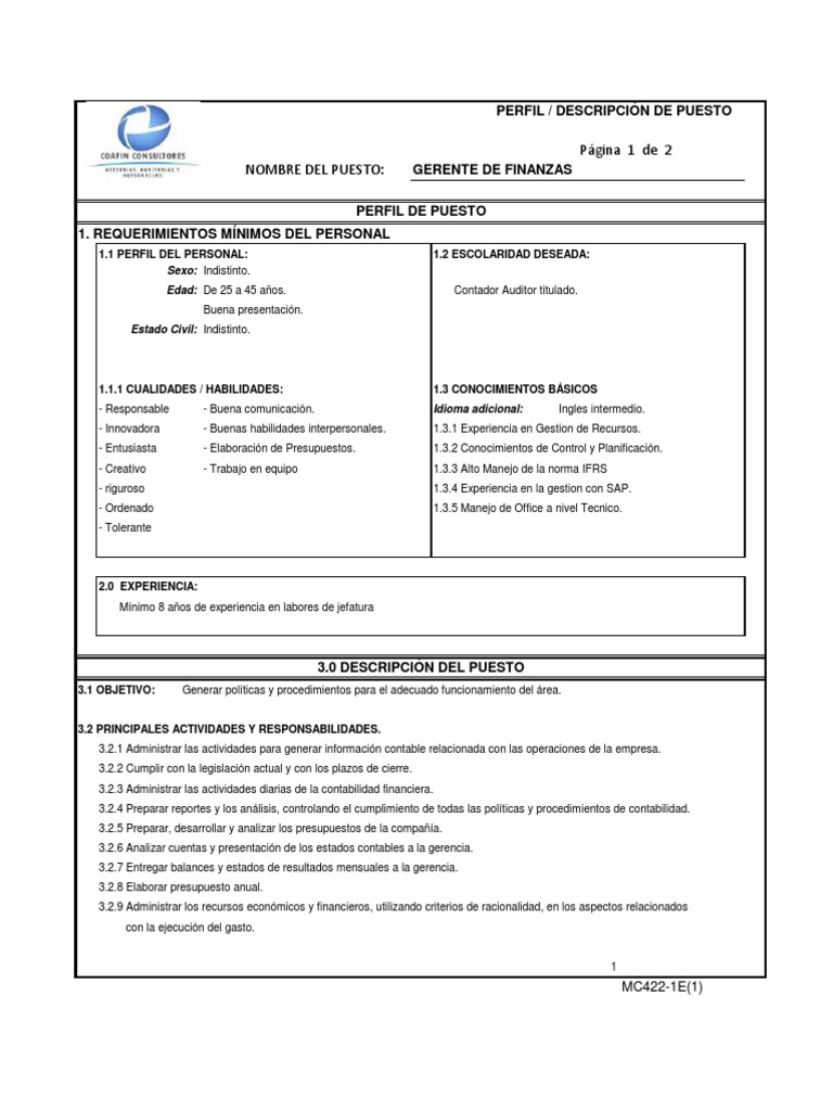 Ejemplos De Perfil De Puesto De Trabajo Puestos De Trabajo Perfil De ... Ejemplos De Perfil De Puesto De Trabajo Puestos De Trabajo Perfil De ...