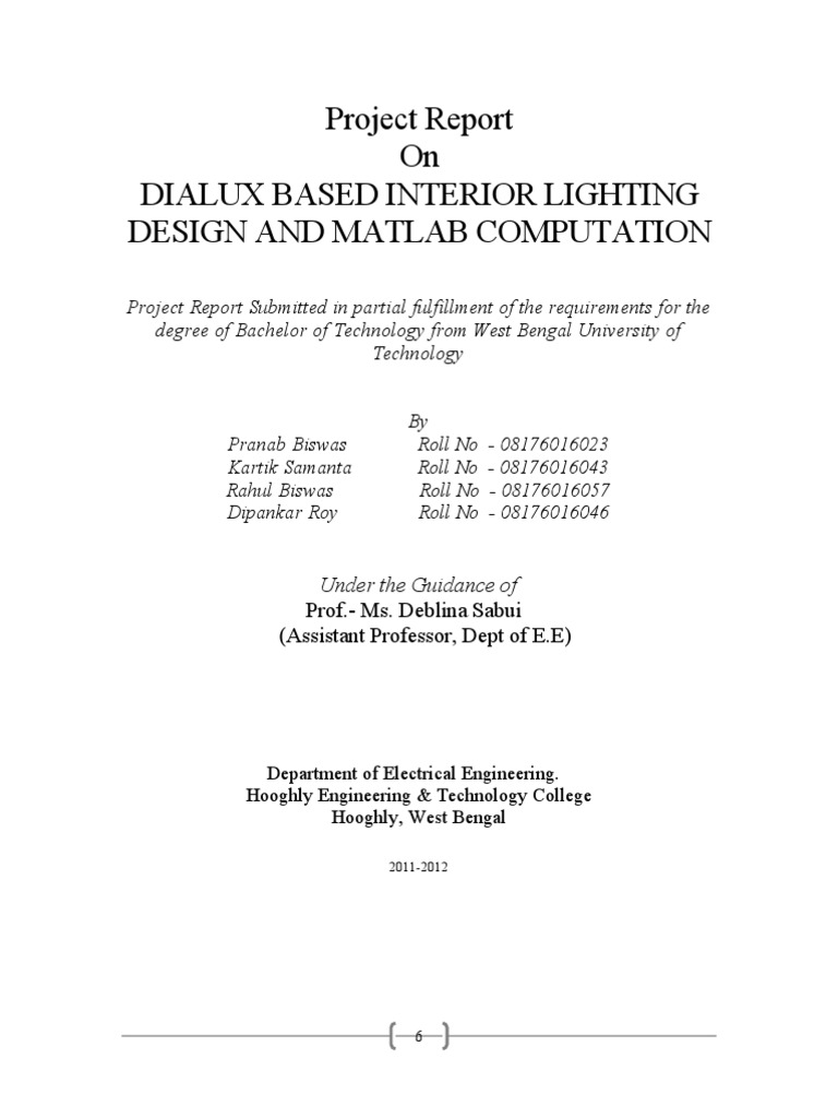 Project Report On Dialux Based Interior Lighting Design and Matlab ...