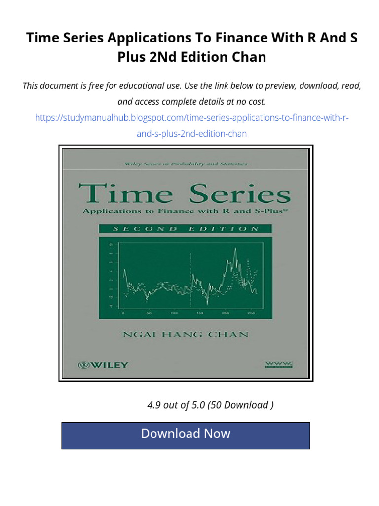 Time Series Applications To Finance With R And S Plus 2Nd Edition Chan ...