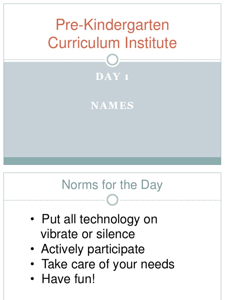 Pre-K Curriculum Day 1 Overview | PDF | Lesson Plan | Early Childhood ...