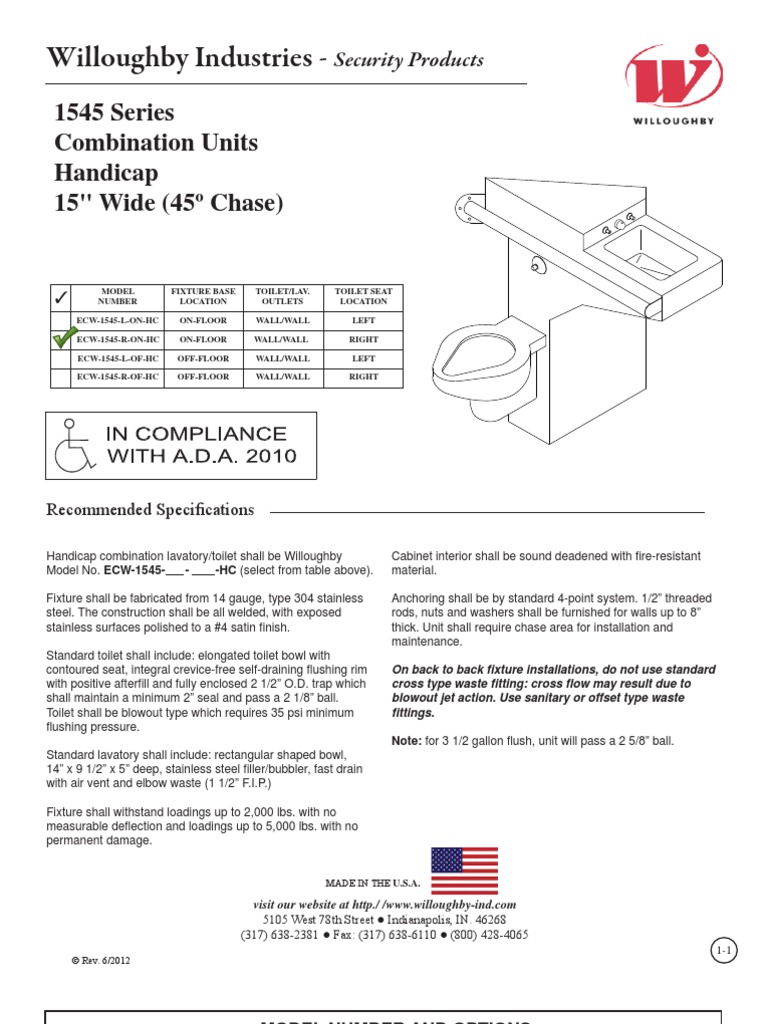 Willoughby Industries - : 1545 Series Combination Units Handicap 15 ...